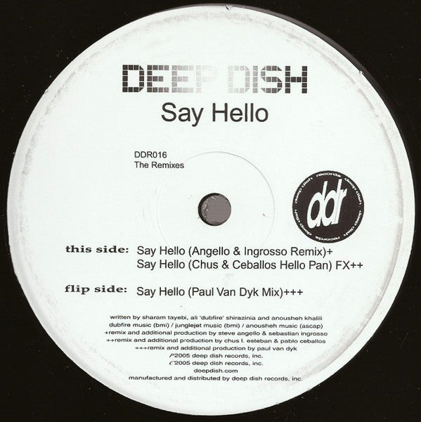 DDR016 - Deep Dish - Say Hello (Remixes) – Yoshitoshi Recordings